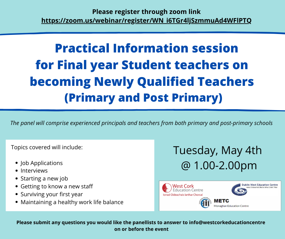 Practical Information Session for Final Year Student Teachers on ...